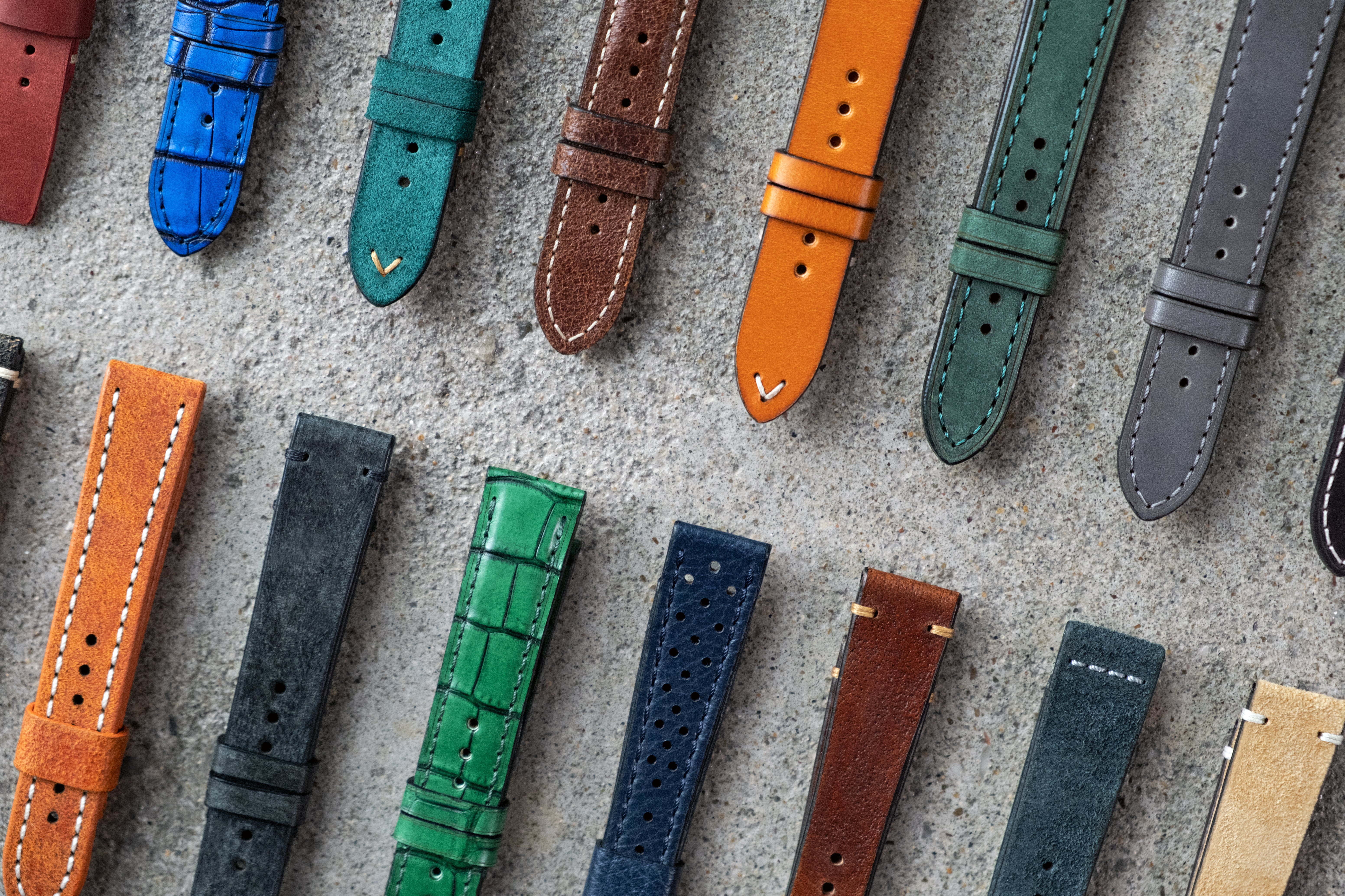 Box-Stitch Leather Watch Straps