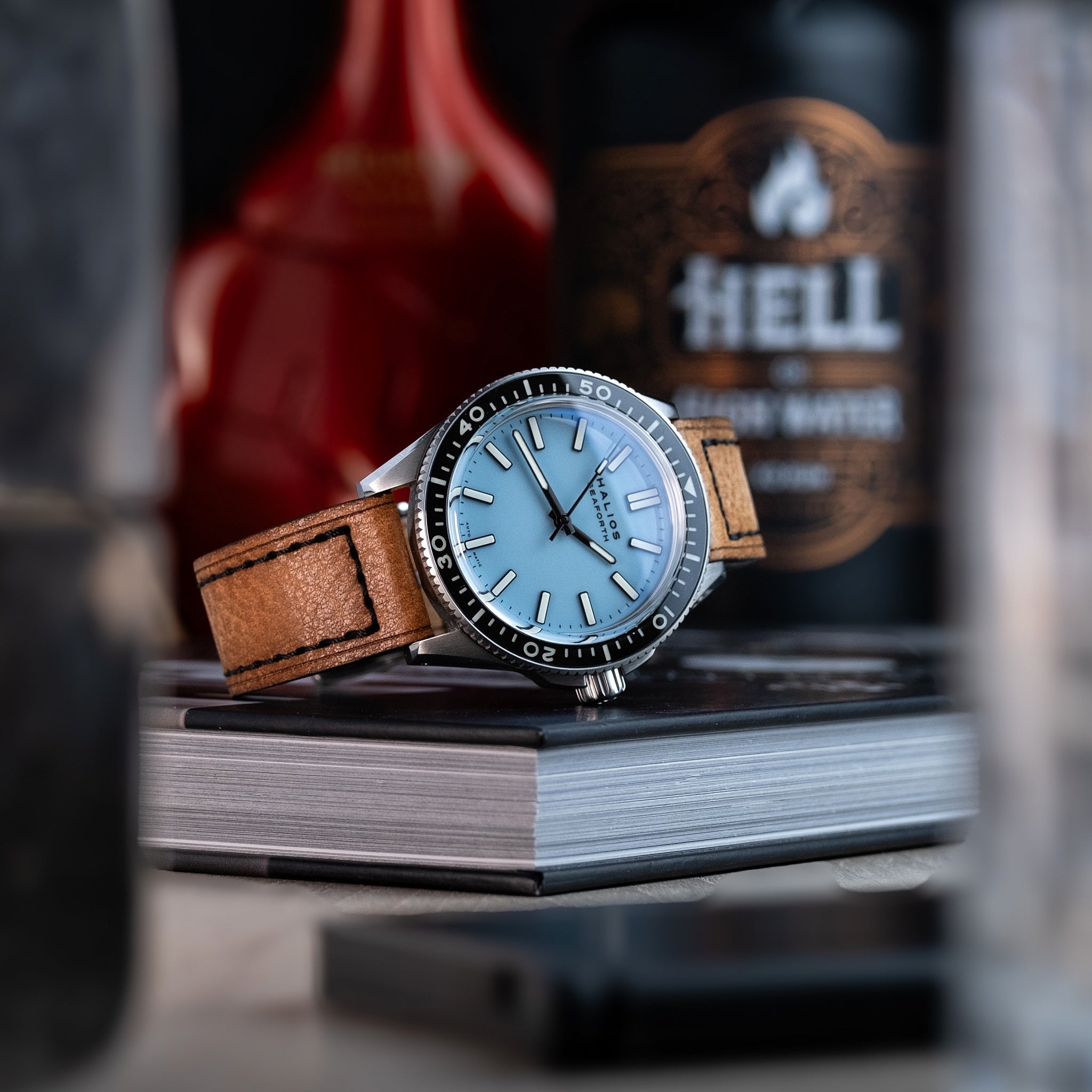 Box-Stitch Saddle Tan Leather Watch Strap