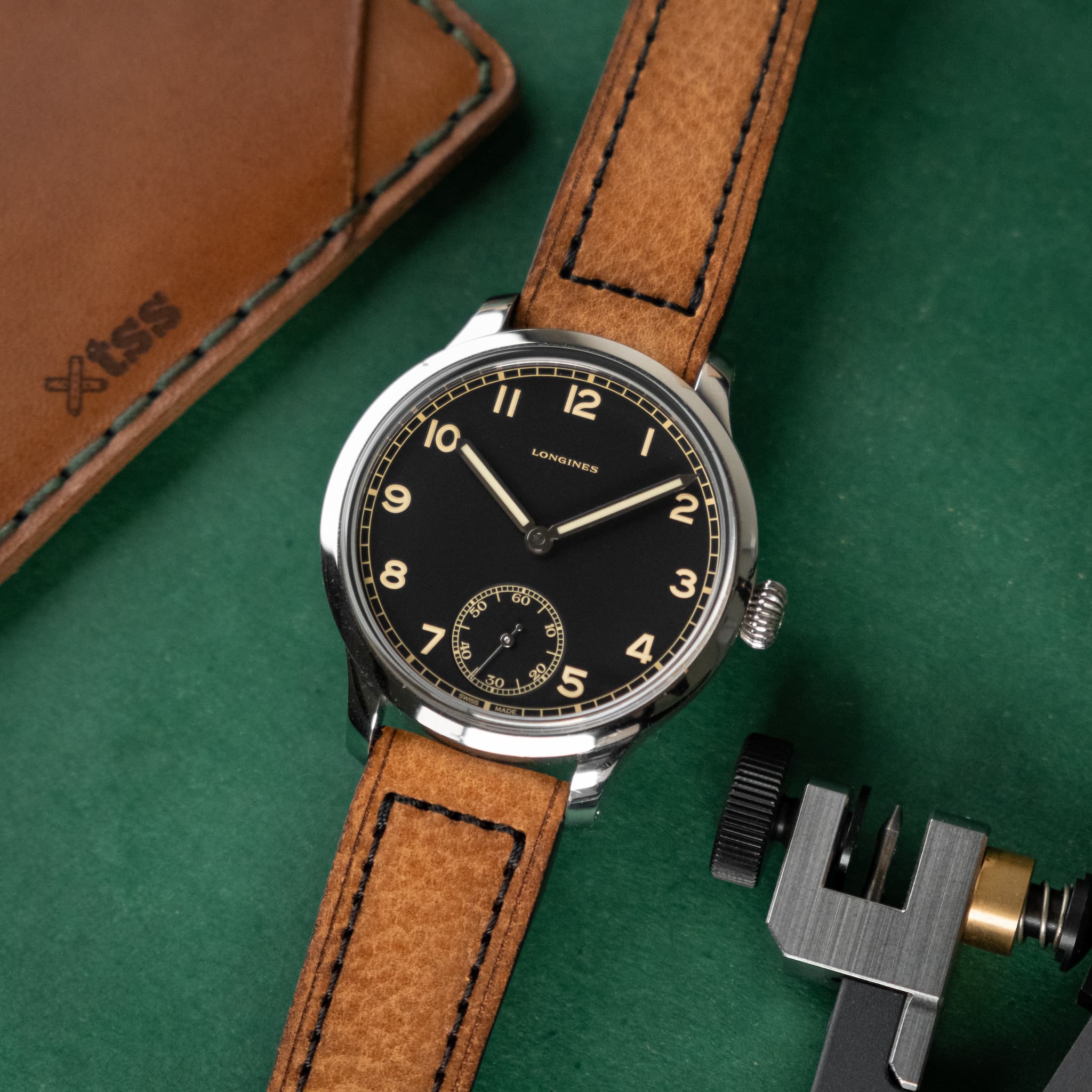 Box-Stitch Saddle Tan Leather Watch Strap