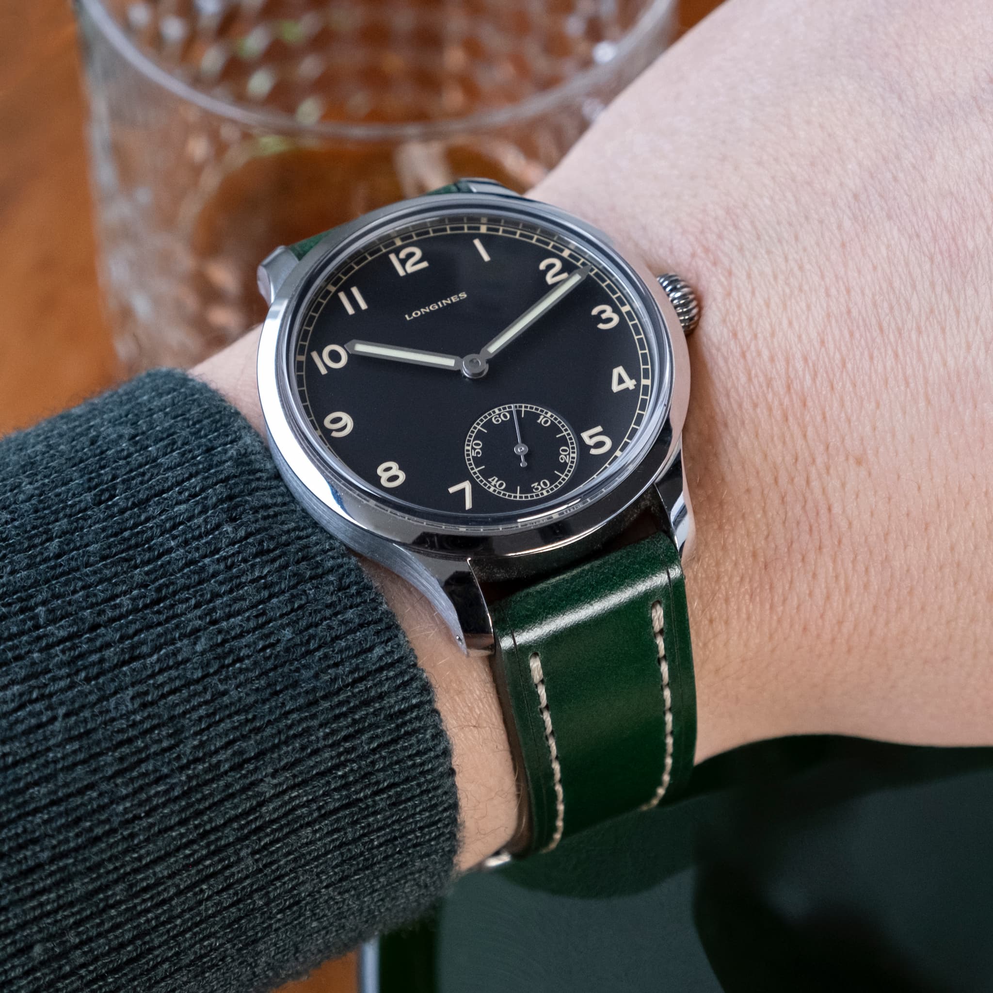 Full-Stitch Emerald Green Shell Cordovan Leather Watch Strap