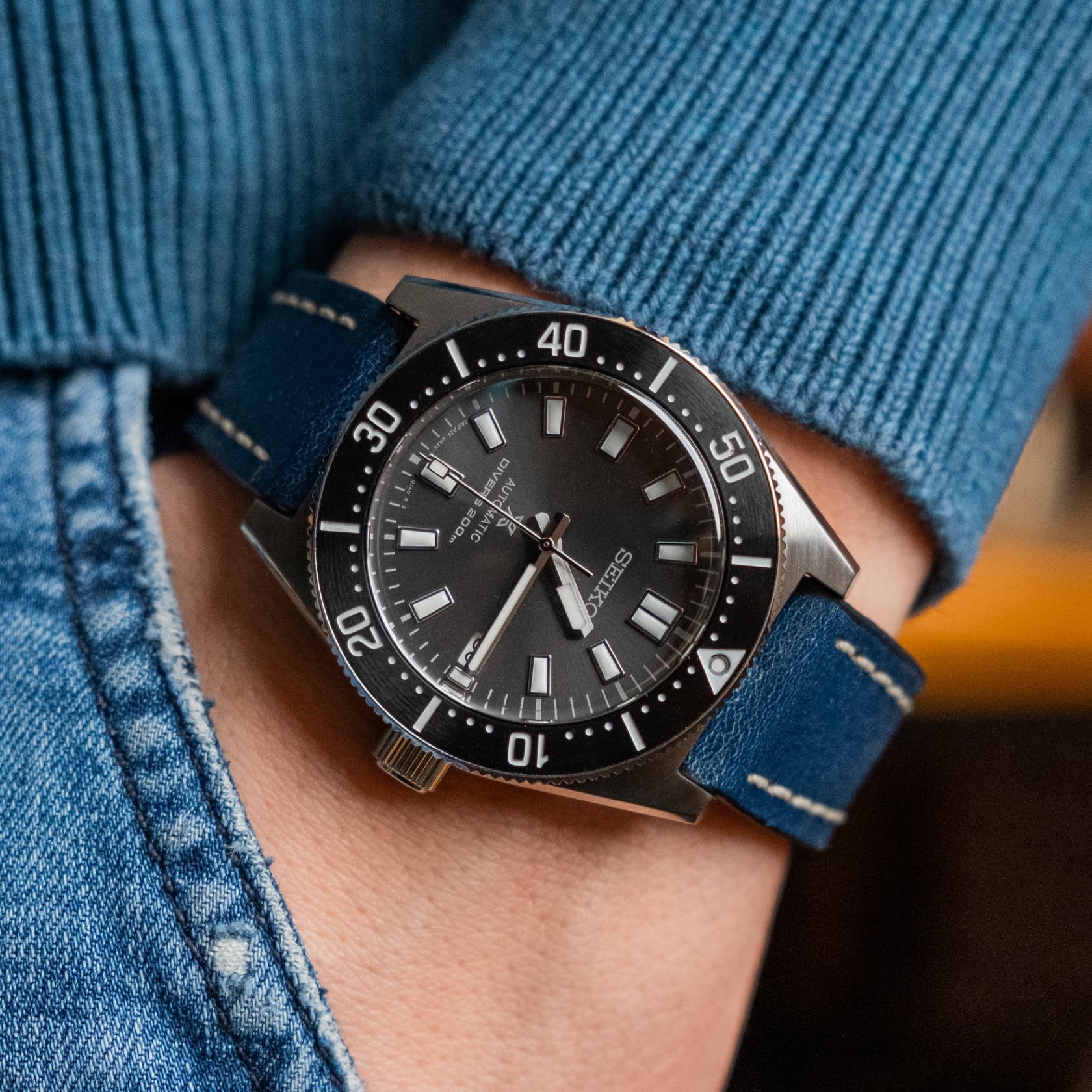 Full-Stitch Indigo Watch Strap