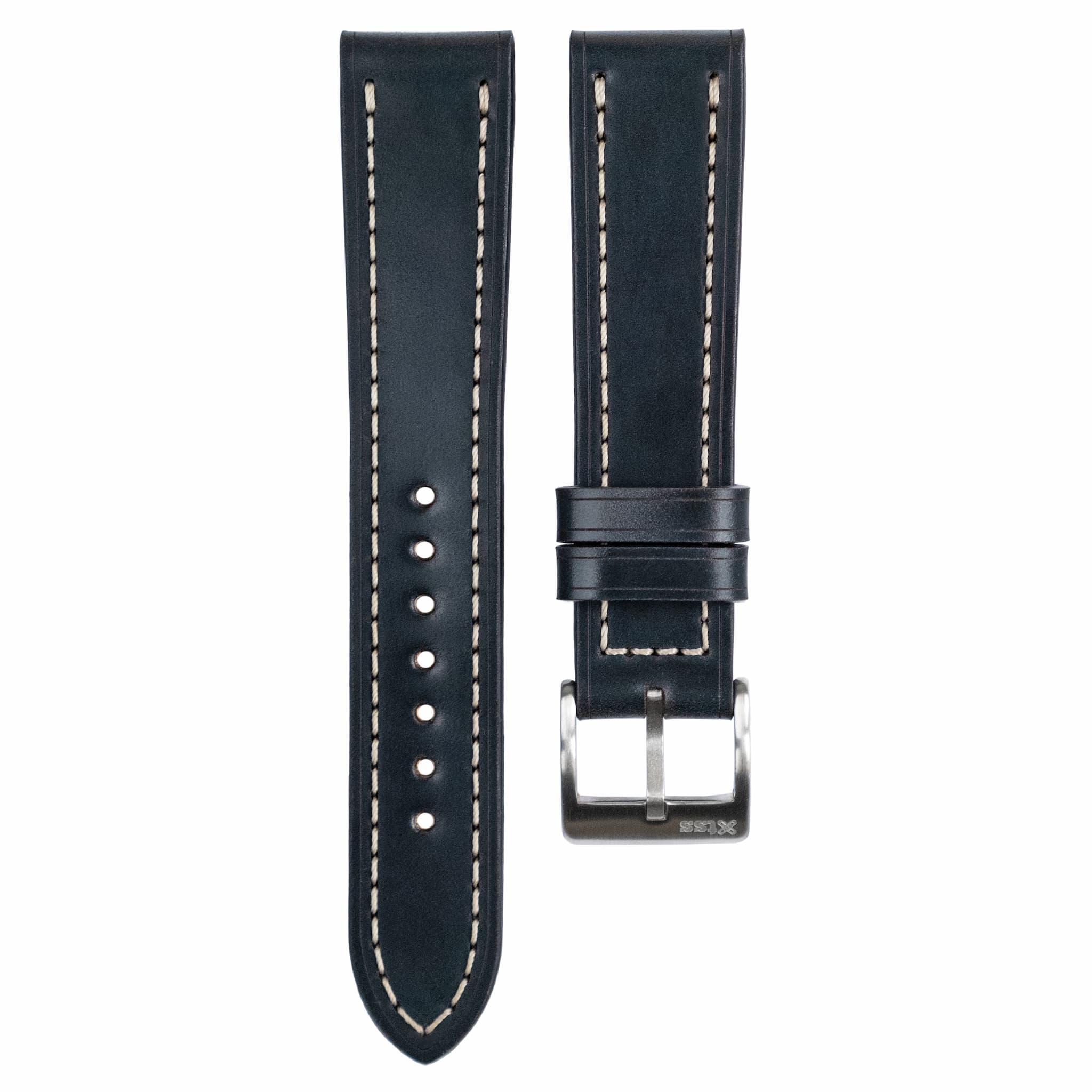 Full-Stitch Petrol Blue Shell Cordovan Leather Watch Strap