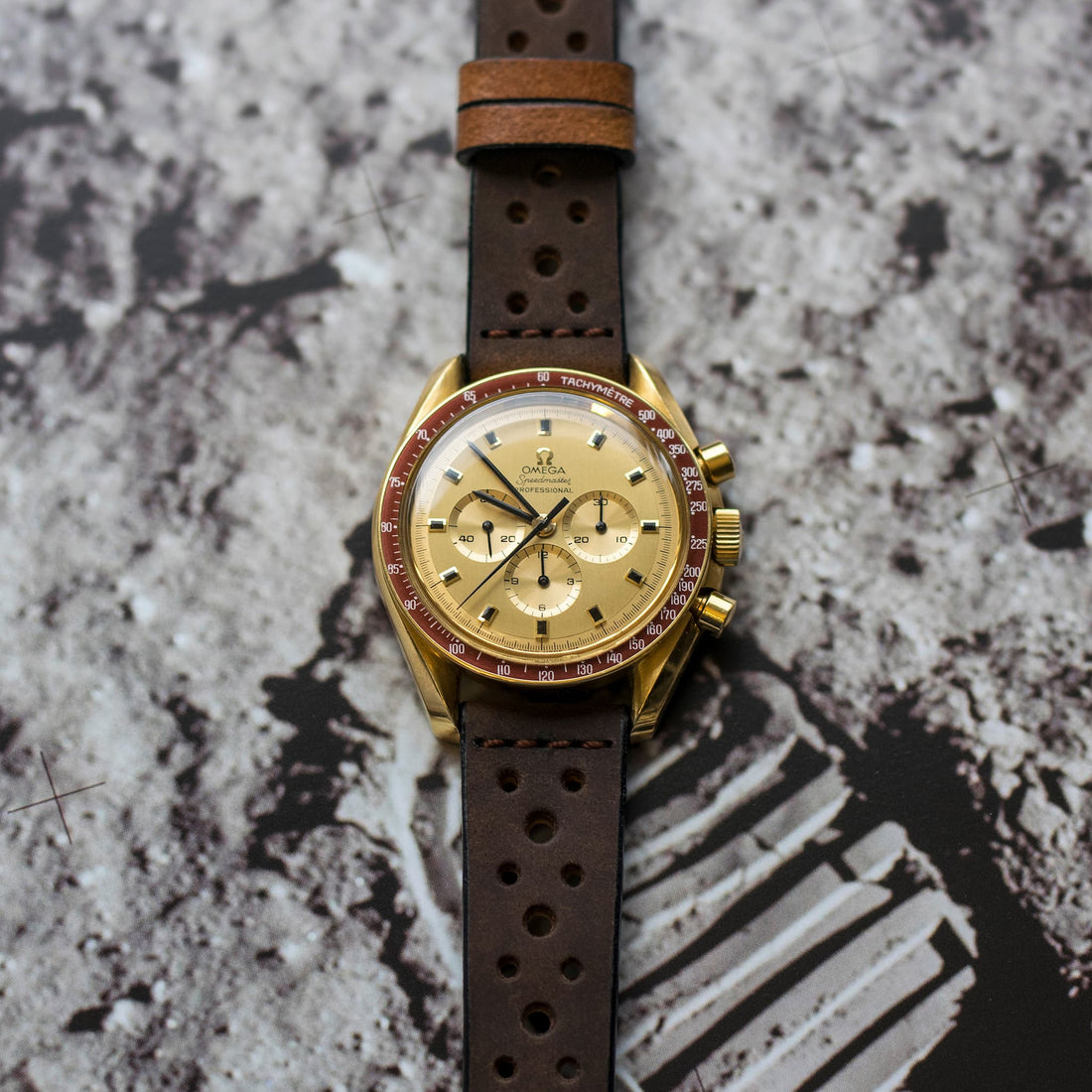 Cross-Stitch Racing Coffee Leather Watch Strap