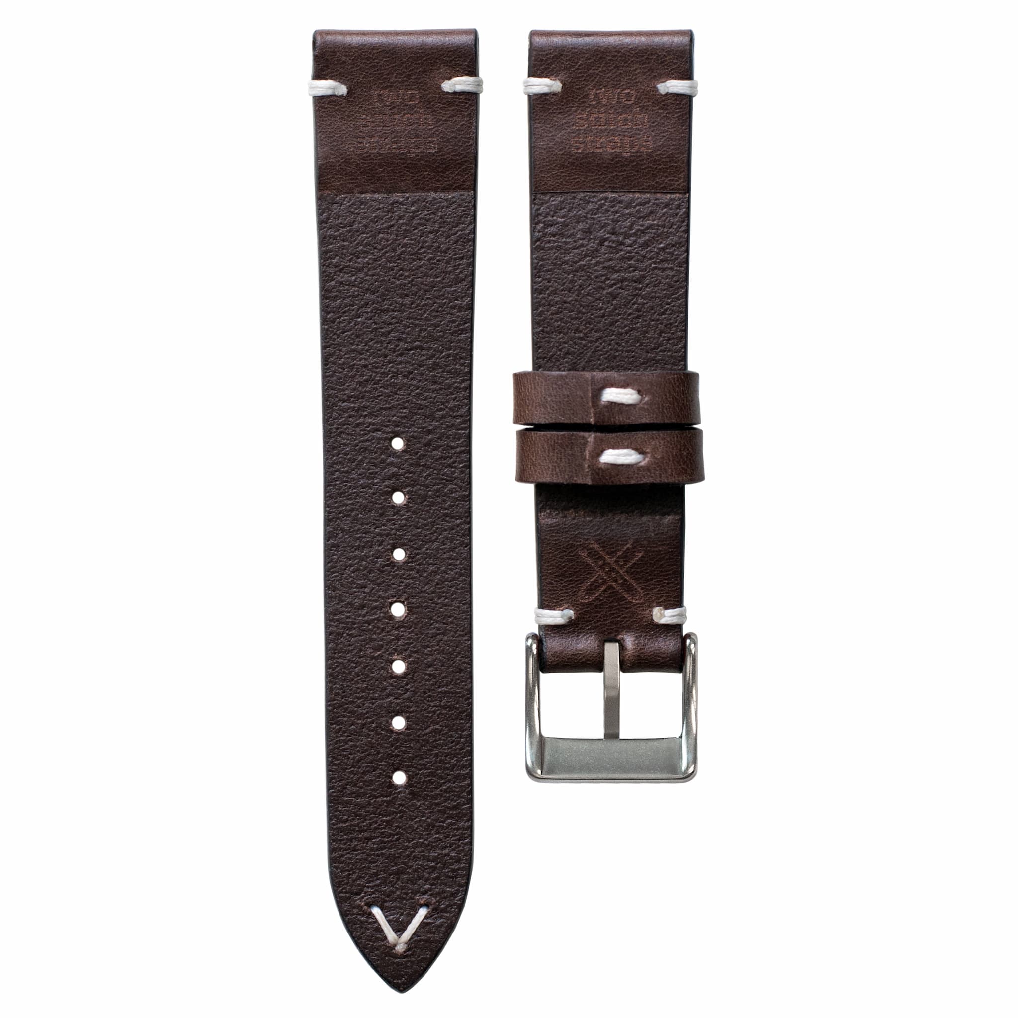 Two-Stitch Chocolate Leather Watch Strap