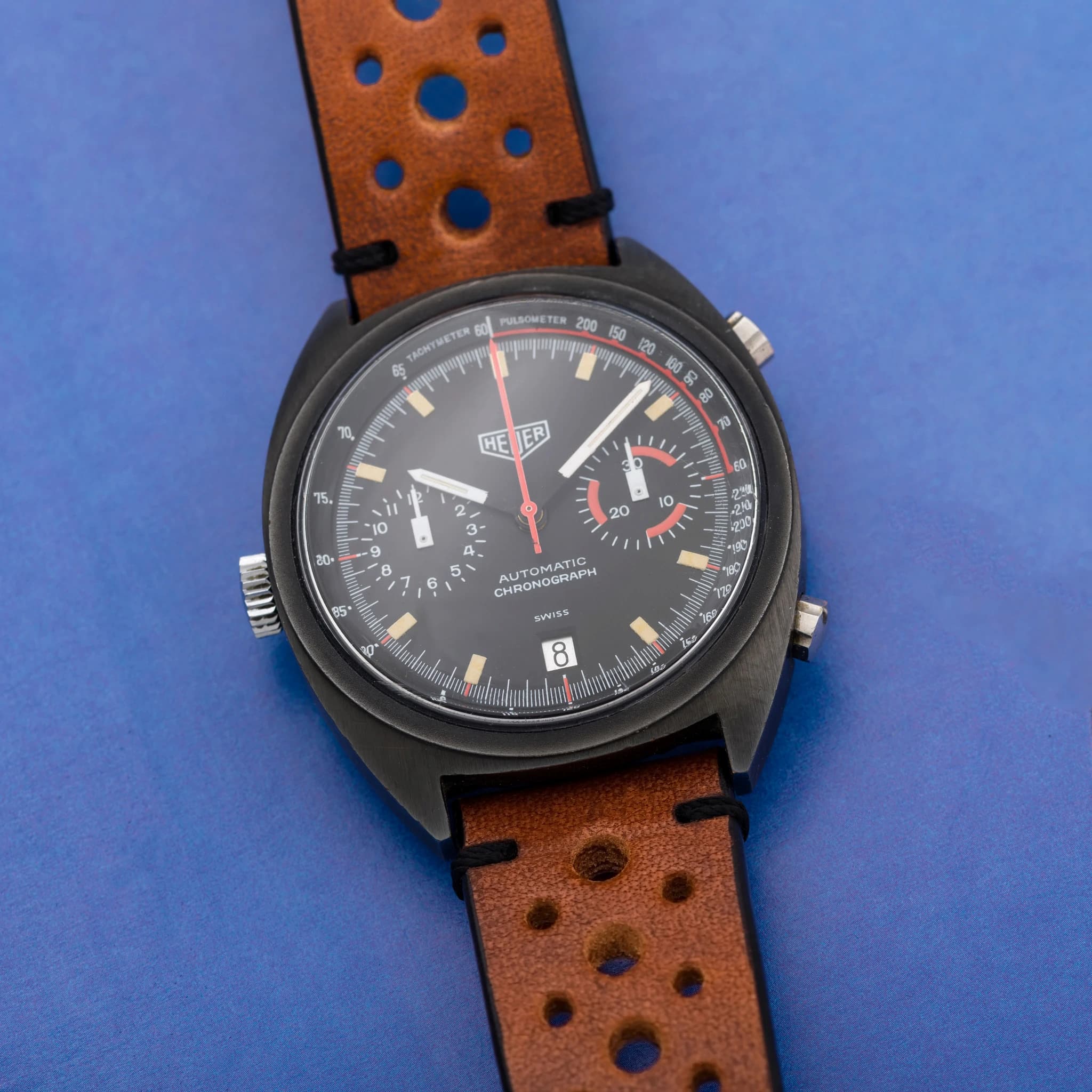 Two-Stitch Racing Honey Leather Watch Strap