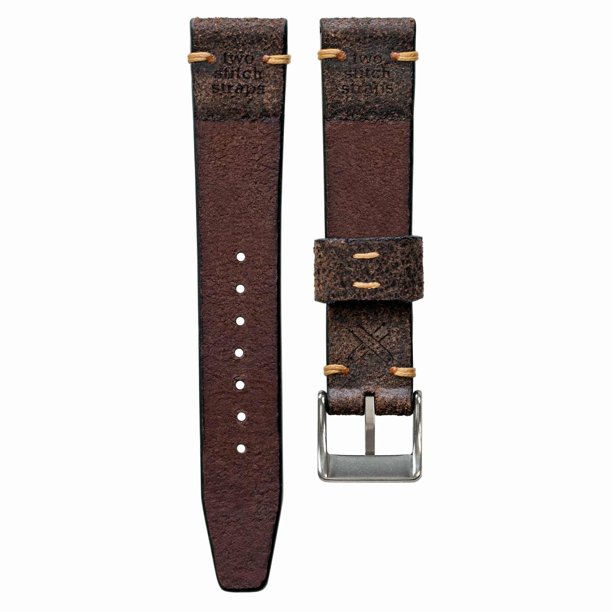 Two-Stitch Vintage Buffalo Leather Watch Strap